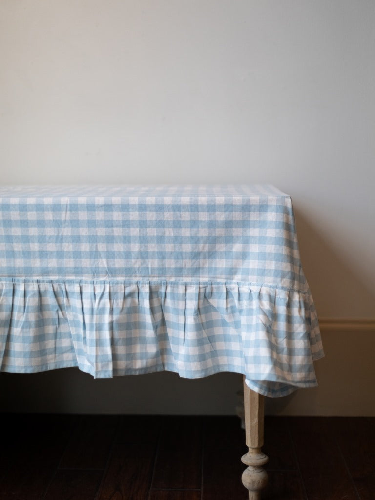 Blue Ruffled Gingham Tablecloths – Heirloom Art Co.